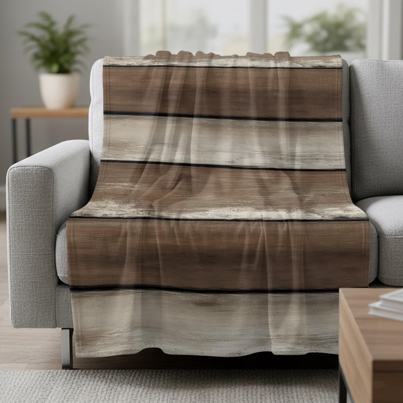 Brown Gray Wood Grain Fleece Throw Blanket Vintage Board Farm ...