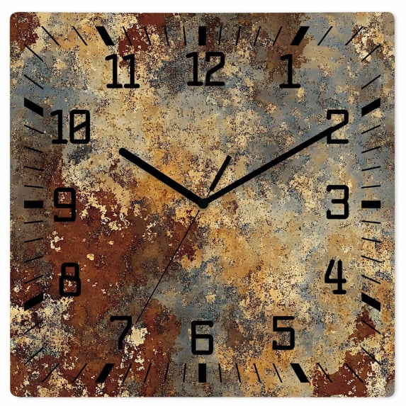 Brown Gray Wooden Wall Clock Silent Non Ticking, Rustic Abstract ...