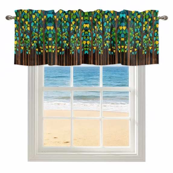 Brown Green Botanical Kitchen Valances for Windows 42x12 Inch Kitchen ...