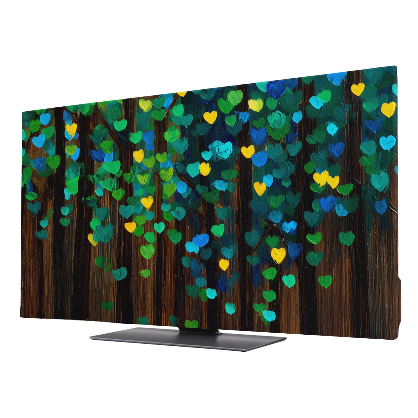 Brown Green Botanical TV Cover for 65 Inch Screen,Stretch Fabric ...