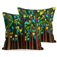 Brown Green Botanical Throw Pillow Covers 18 x 18 Inch Pillow Covers ...