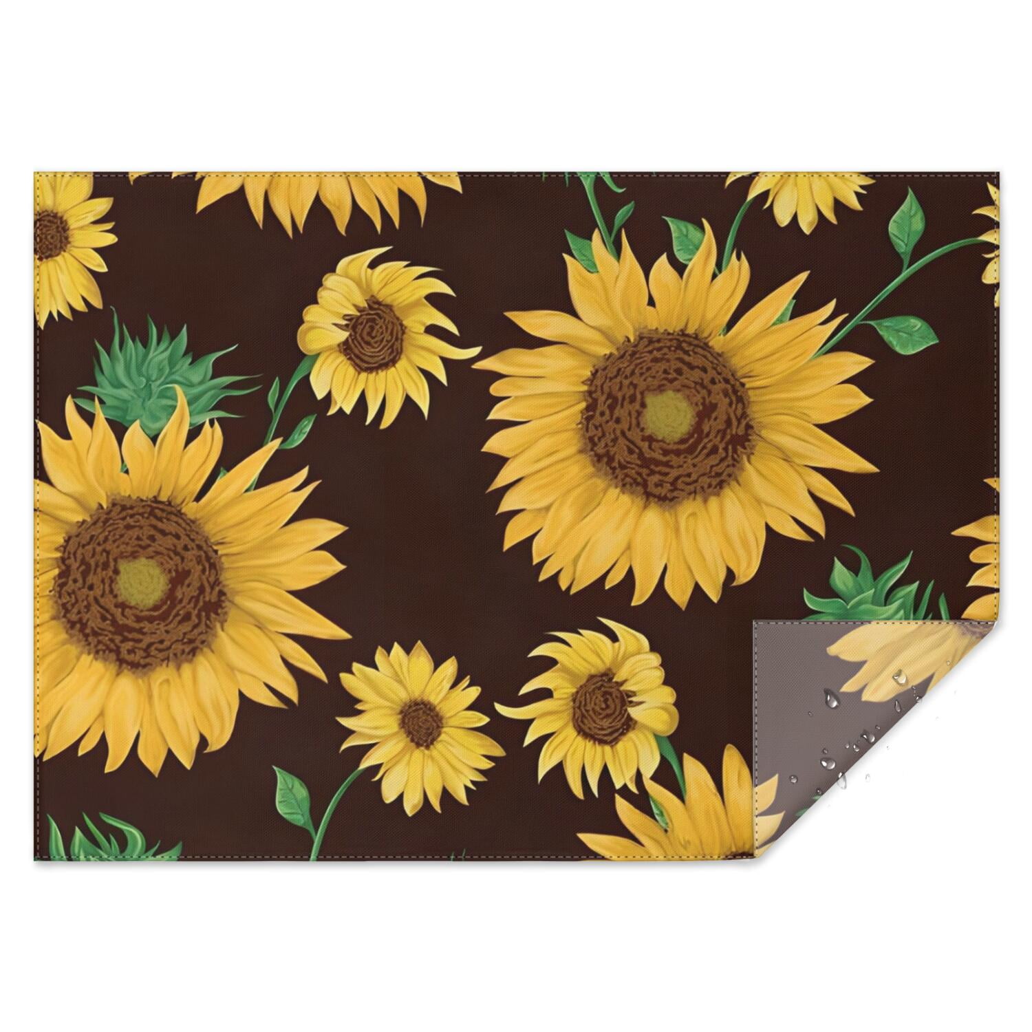 Brown Green Bud Sunflower Pattern Rectangle Tablecloth 60"x84 ...