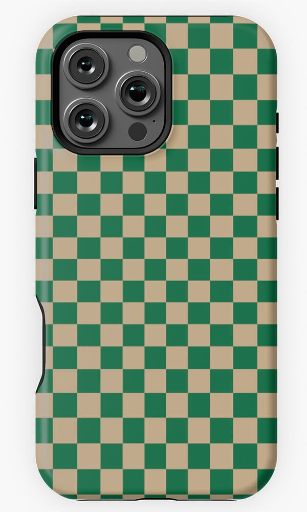 Brown Green Checkerboard Phone Case Compatible with iPhone 11 to 16 Pro ...