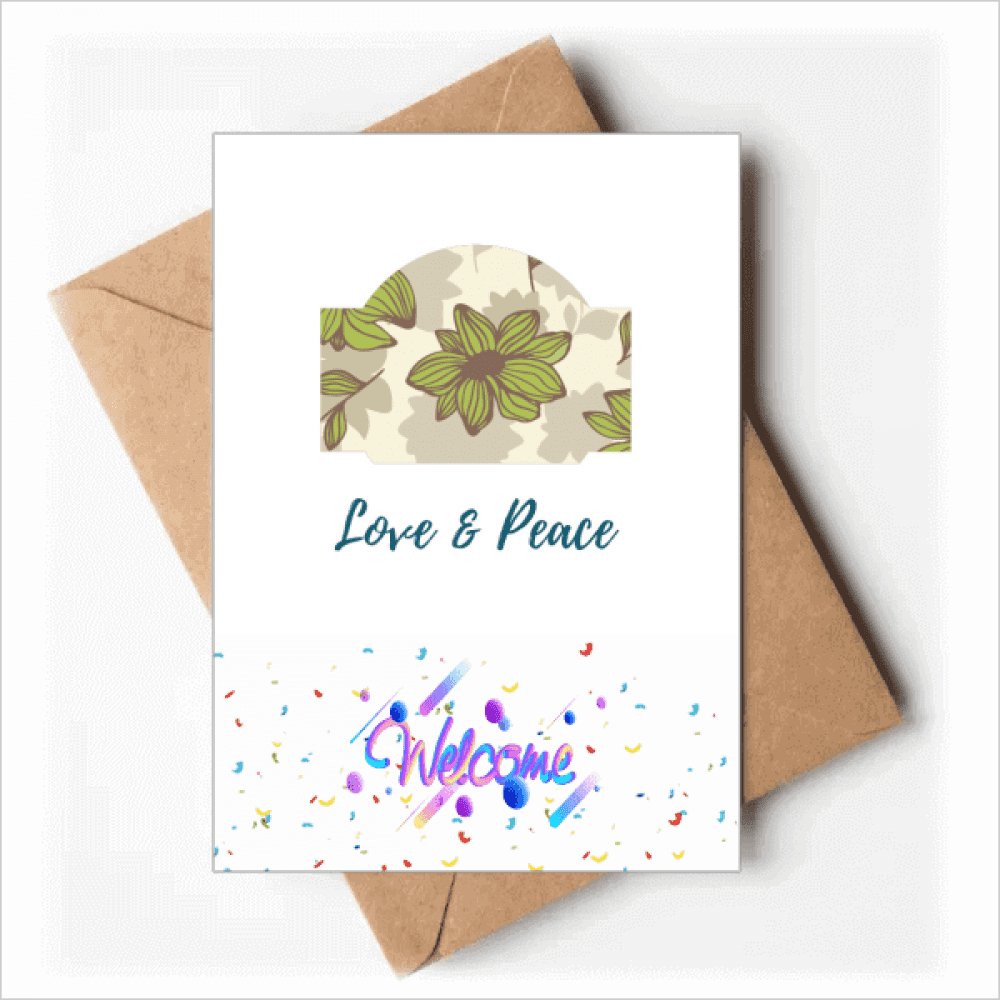 Brown Green Flower Paint Welcome Back Greeting Cards Envelopes Blank ...