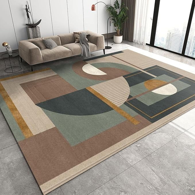 Customer reviews for Brown Green Pattern Area Rug, Simple Classic ...
