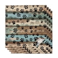 Brown Green Paw Print Cloth Napkins, Vintage Farmhouse Rustic Wooden ...