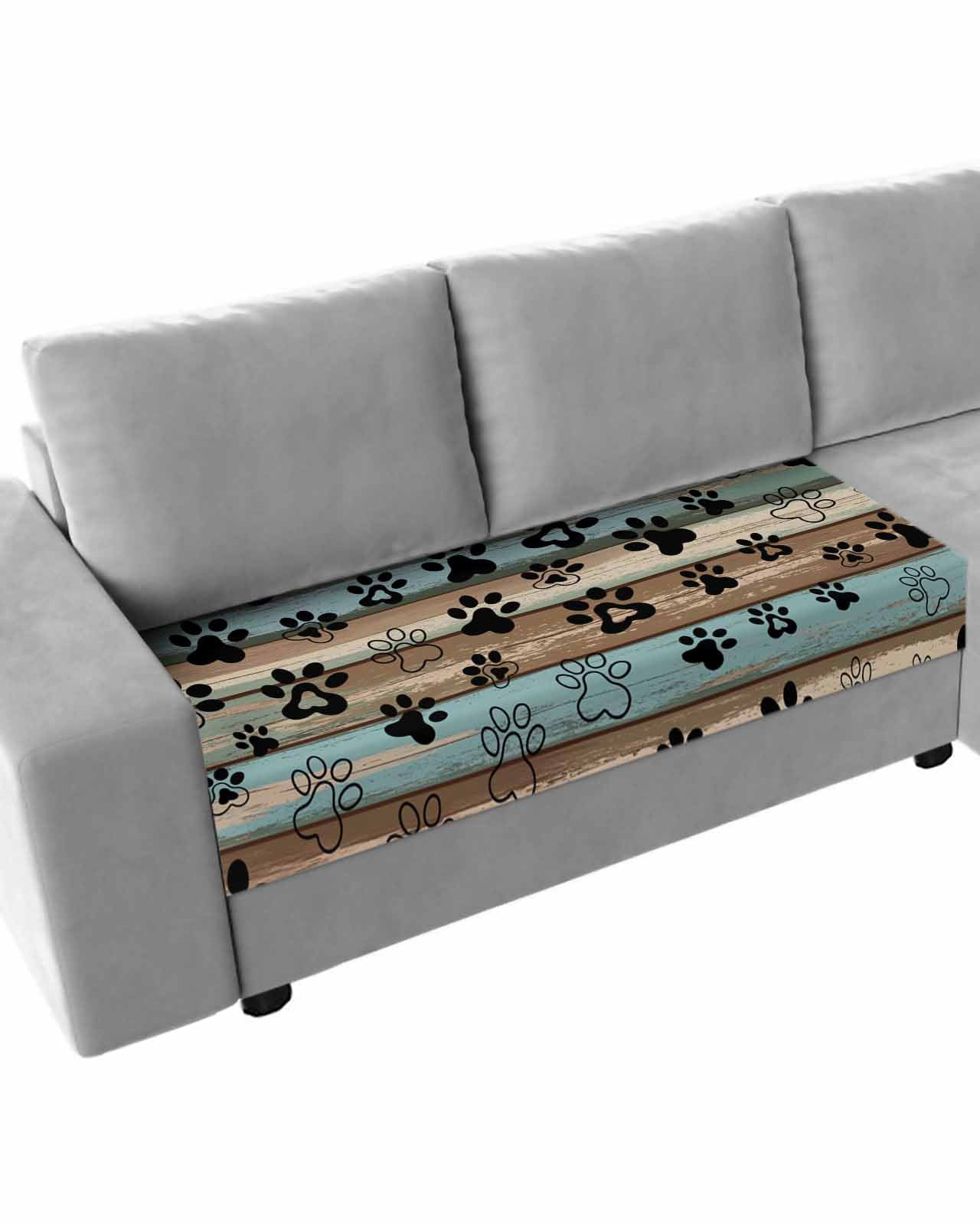 Brown Green Paw Print Sofa Couch Cushion Covers Washable, Removable ...