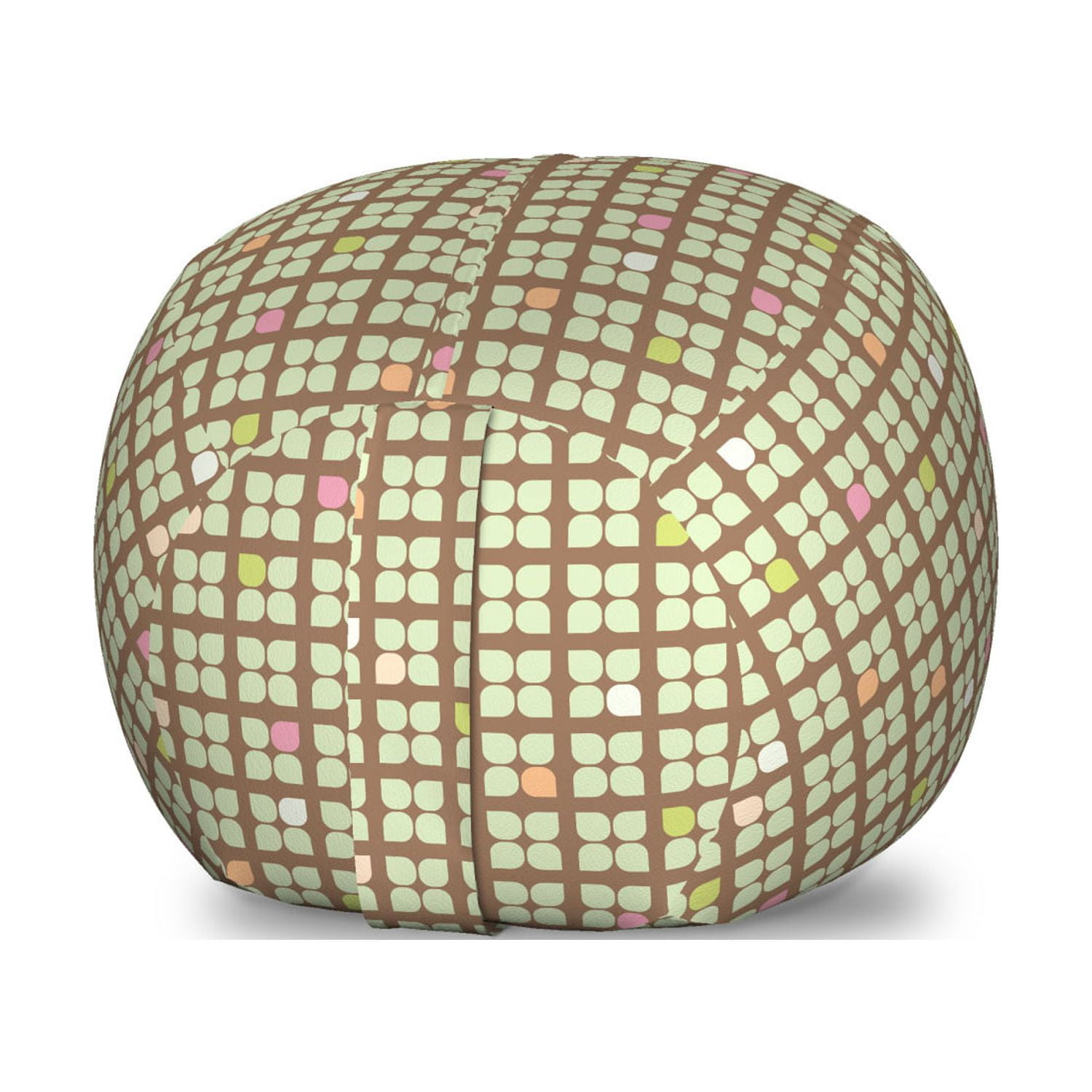 Brown and Green Storage Toy Bag Chair, Floral Inspired Geometric Design ...