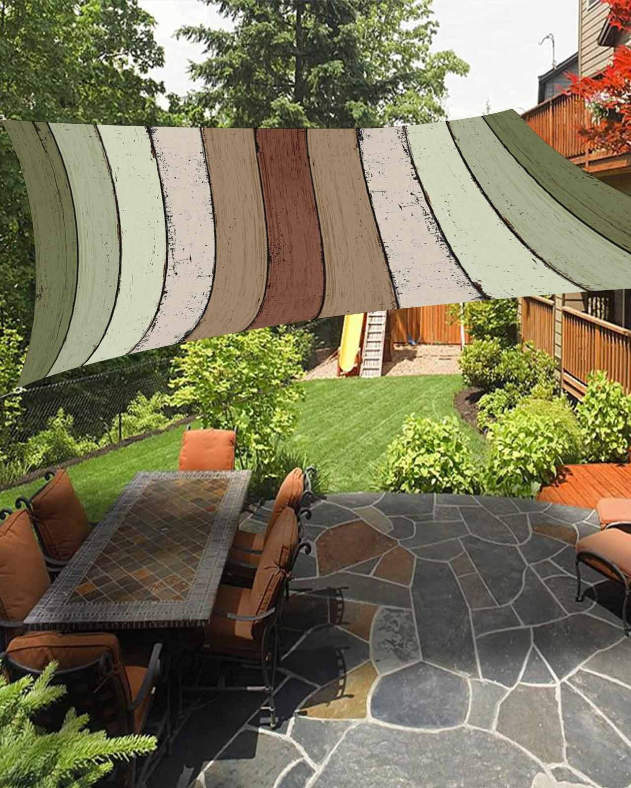 Brown Green Striped Sun Shade Sail 6.5'X10' Modern Vintage Wood Texture ...