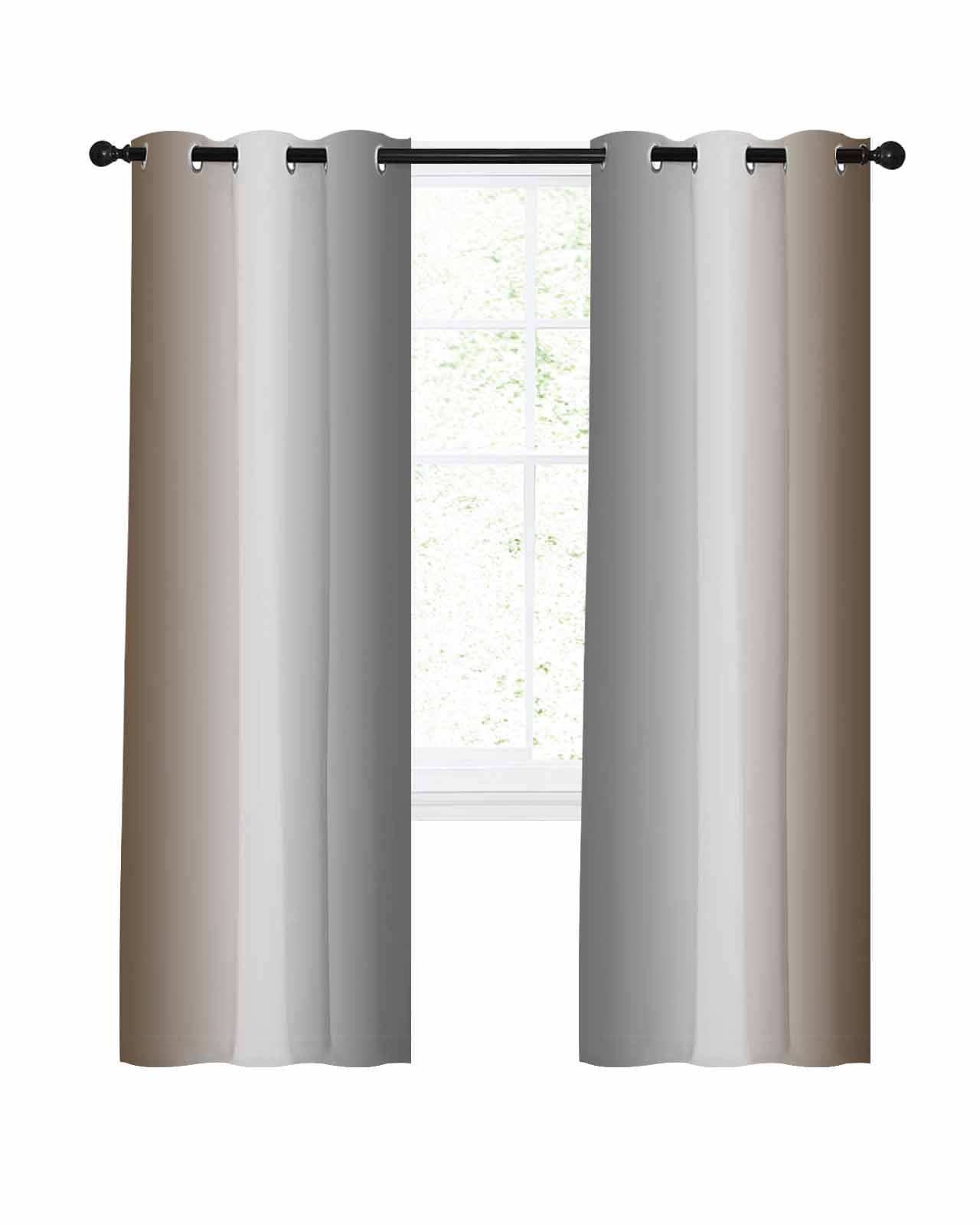 Brown Grey Blackout Curtains, Light Blocking Print Window Curtains ...
