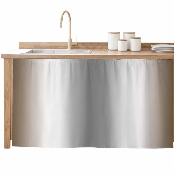 Brown Grey Cabinet Curtains 28"W x 51"L, Dustproof Sink Skirt Curtain ...