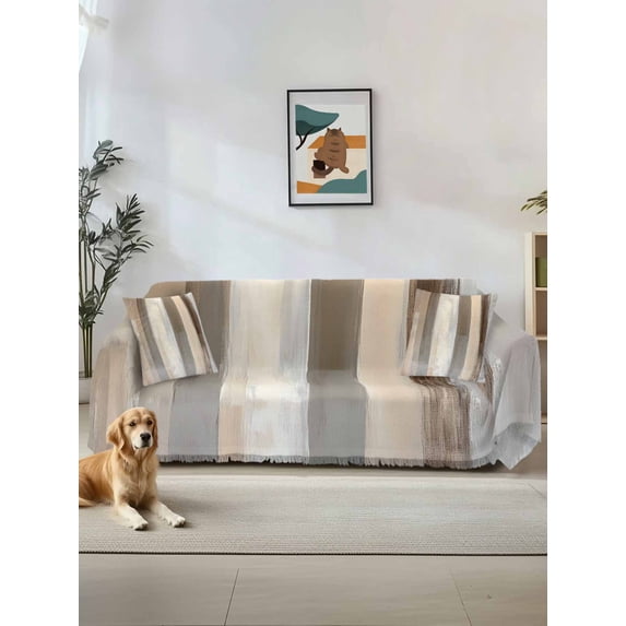 Brown Grey Couch Cover Sofa Covers 3 Cushion Sectional Couch, Abstract ...