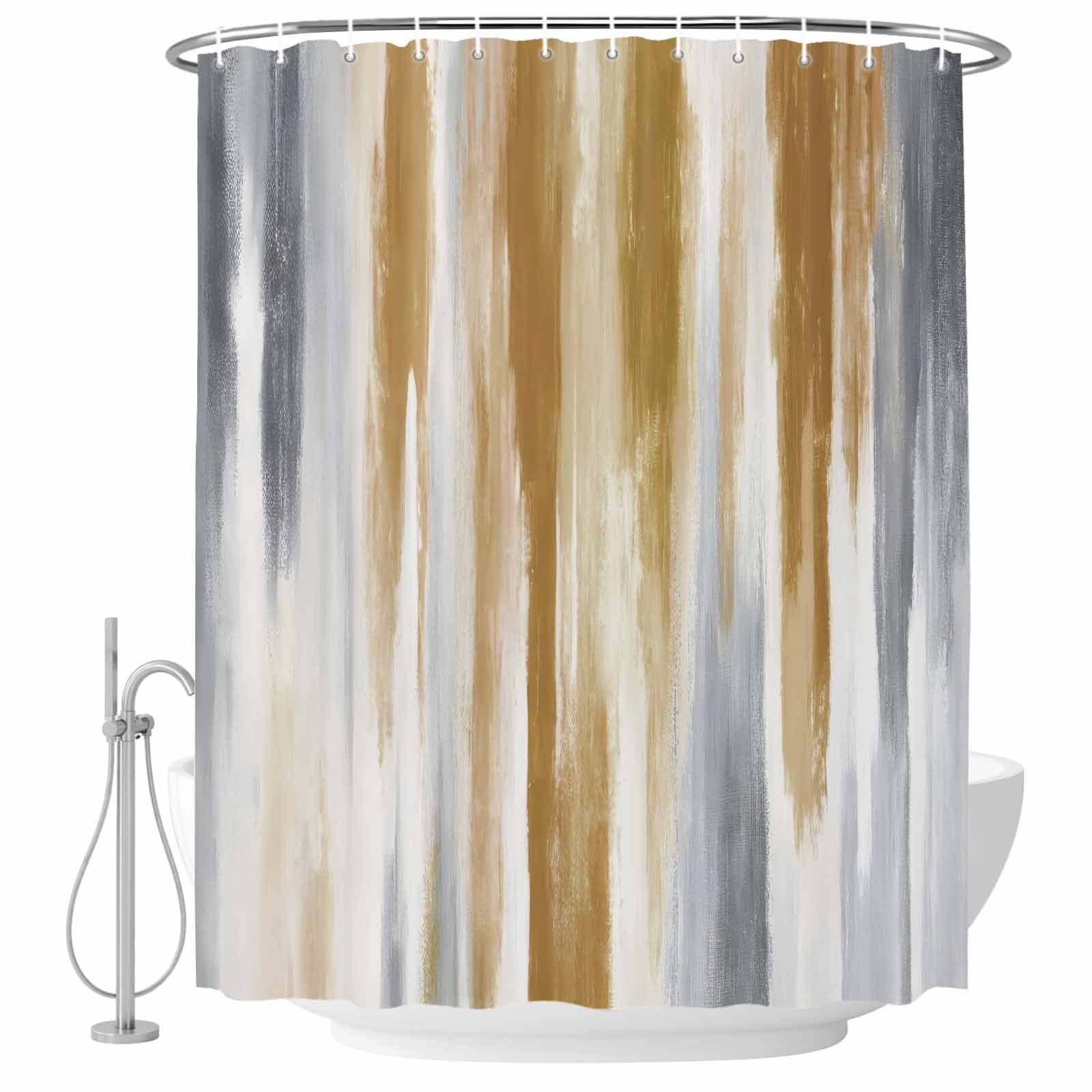 Brown Grey Fabric Shower Curtain Abstract Ombre Texture Washable Shower ...