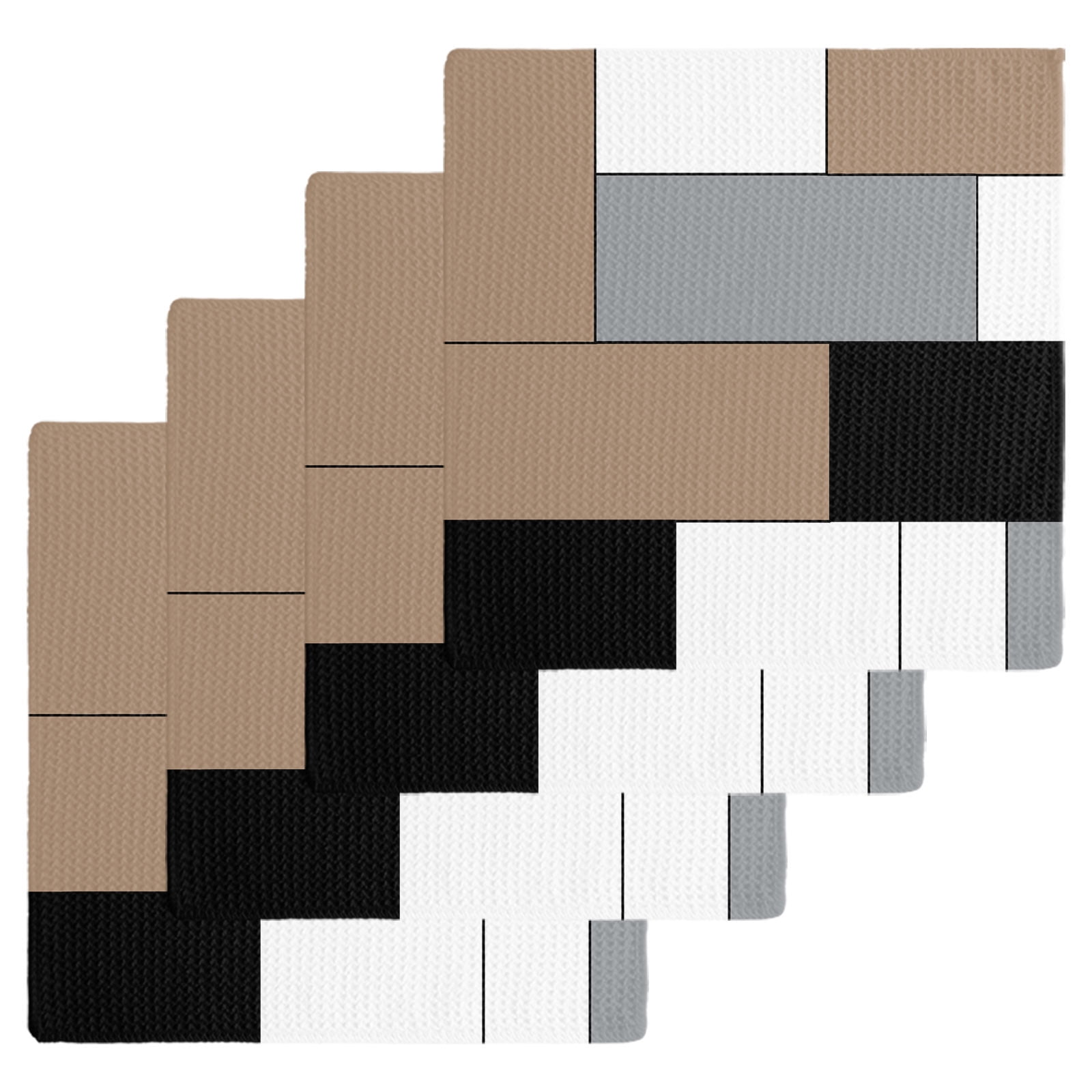 Brown Grey Kitchen Dish Towels for Drying Dishes Set of 4, Modern Brown ...