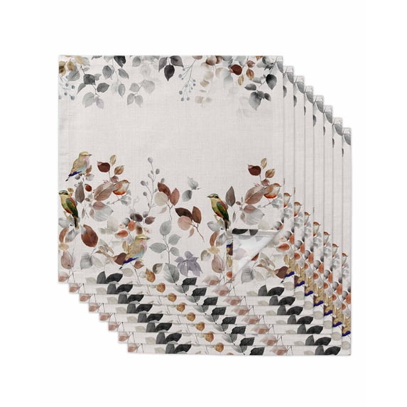 Brown Grey Leaves Cloth Napkins Set of 8 Reusable Dinner Napkins ...