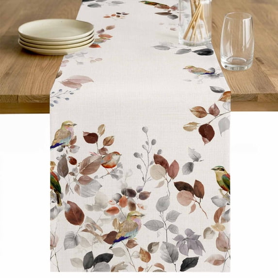 Brown Grey Leaves Table Runner 90 Inches Long Farmhouse Dress Scarves ...