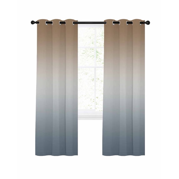 Brown Grey Ombre Blackout Curtains 63 Inches Long for Bedroom, Modern ...