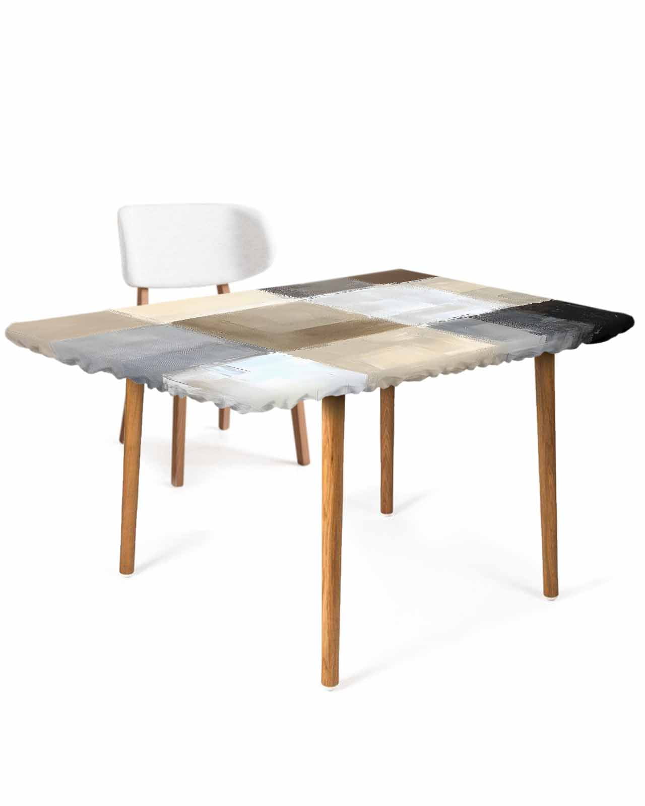 Brown Grey Ombre Rectangle Tablecloth, Waterproof Elastic Fitted Table ...