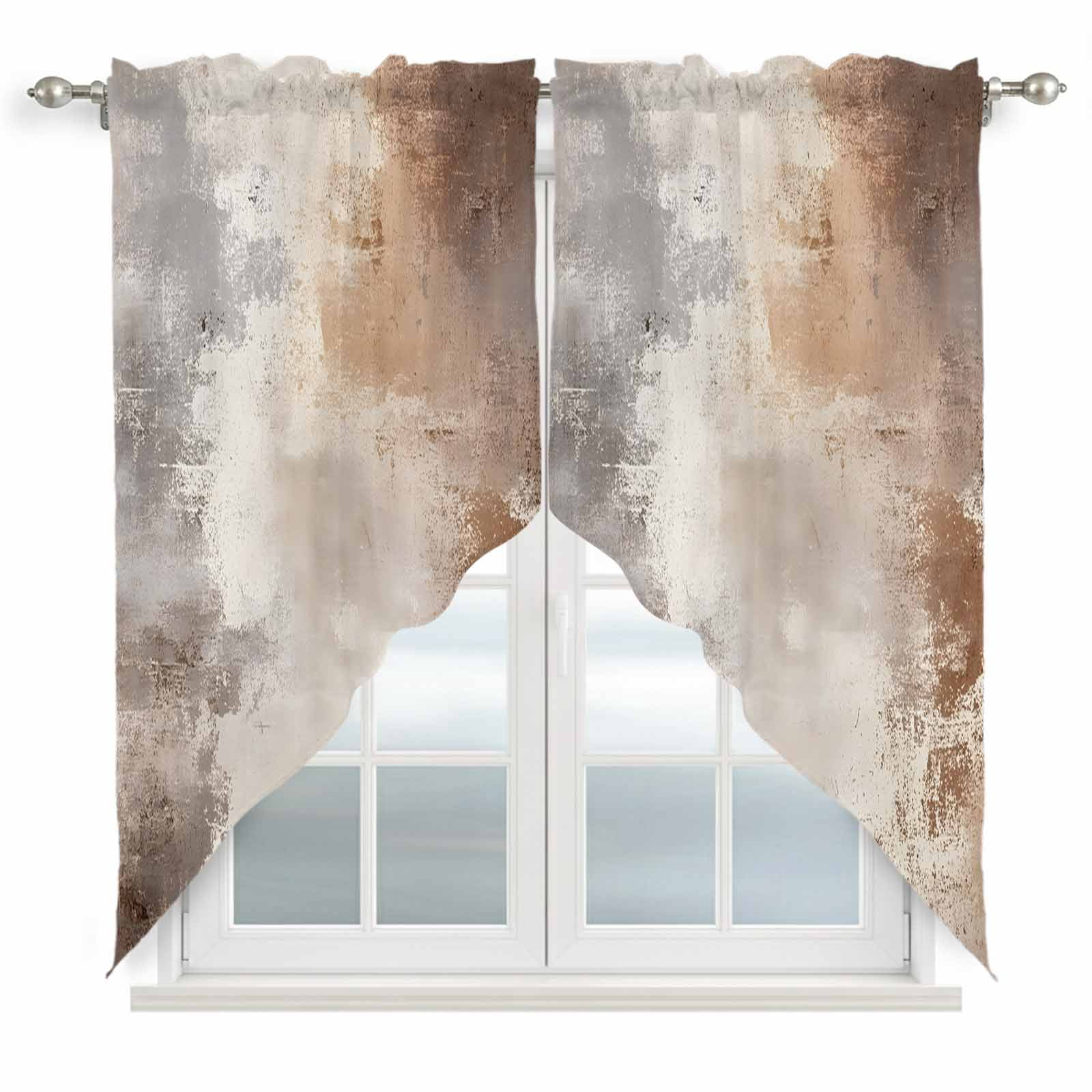 Brown Grey Retro Oil Paint Swag Valances for Windows 36 inches Long ...