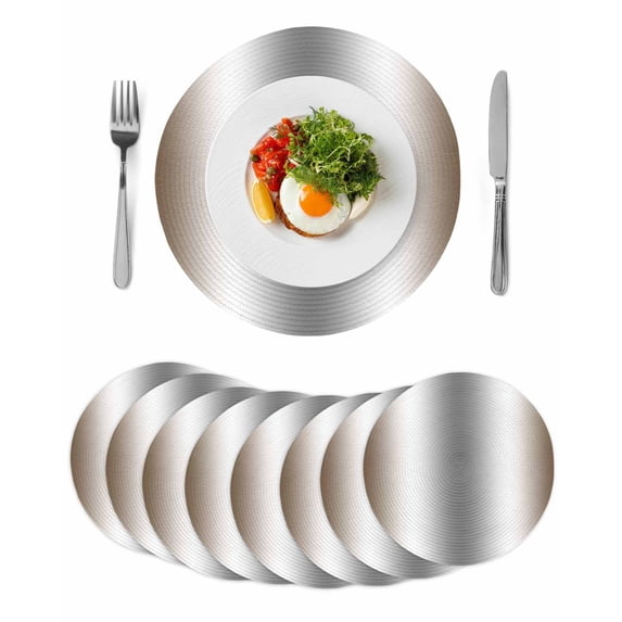Brown Grey Round 15 Inch Placemats Set of 8, Gray Farmhouse Modern ...