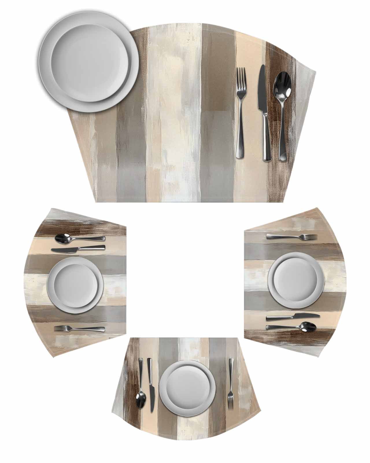 Brown Grey Round Placemats Set of 2, Abstract Neutral Textured Modern ...