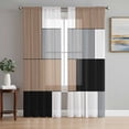 Brown Grey Semi Sheer Curtains 84 Inch Length 2 Panels Set, Modern ...