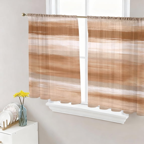 Brown Grey Sheer Curtains for Living Room Bedroom Abstract Art Oil ...
