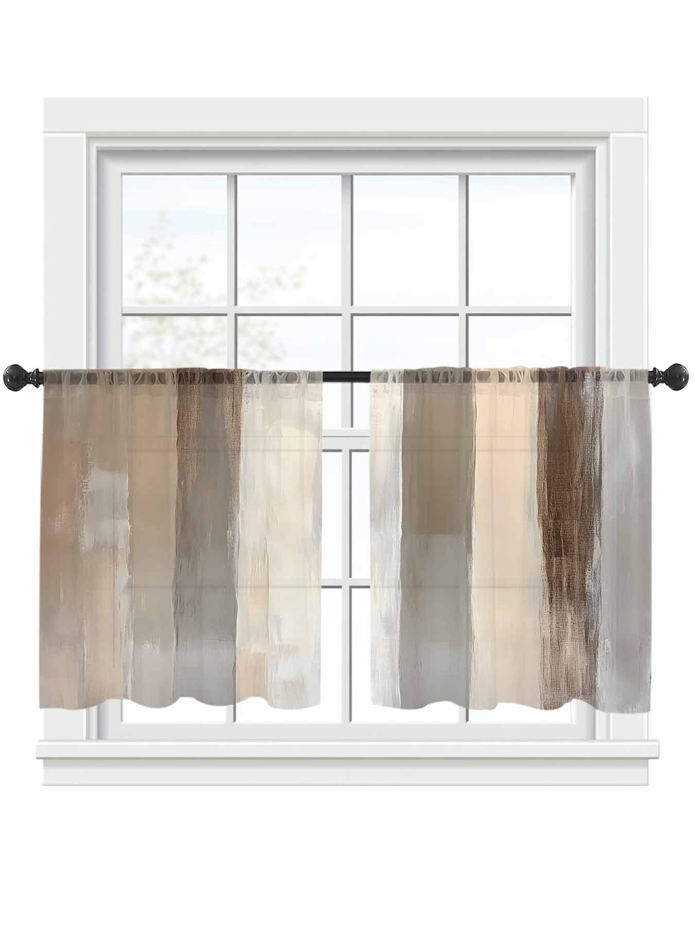 Brown Grey Sheer Curtains for Living Room Bedroom, Light-filtering ...