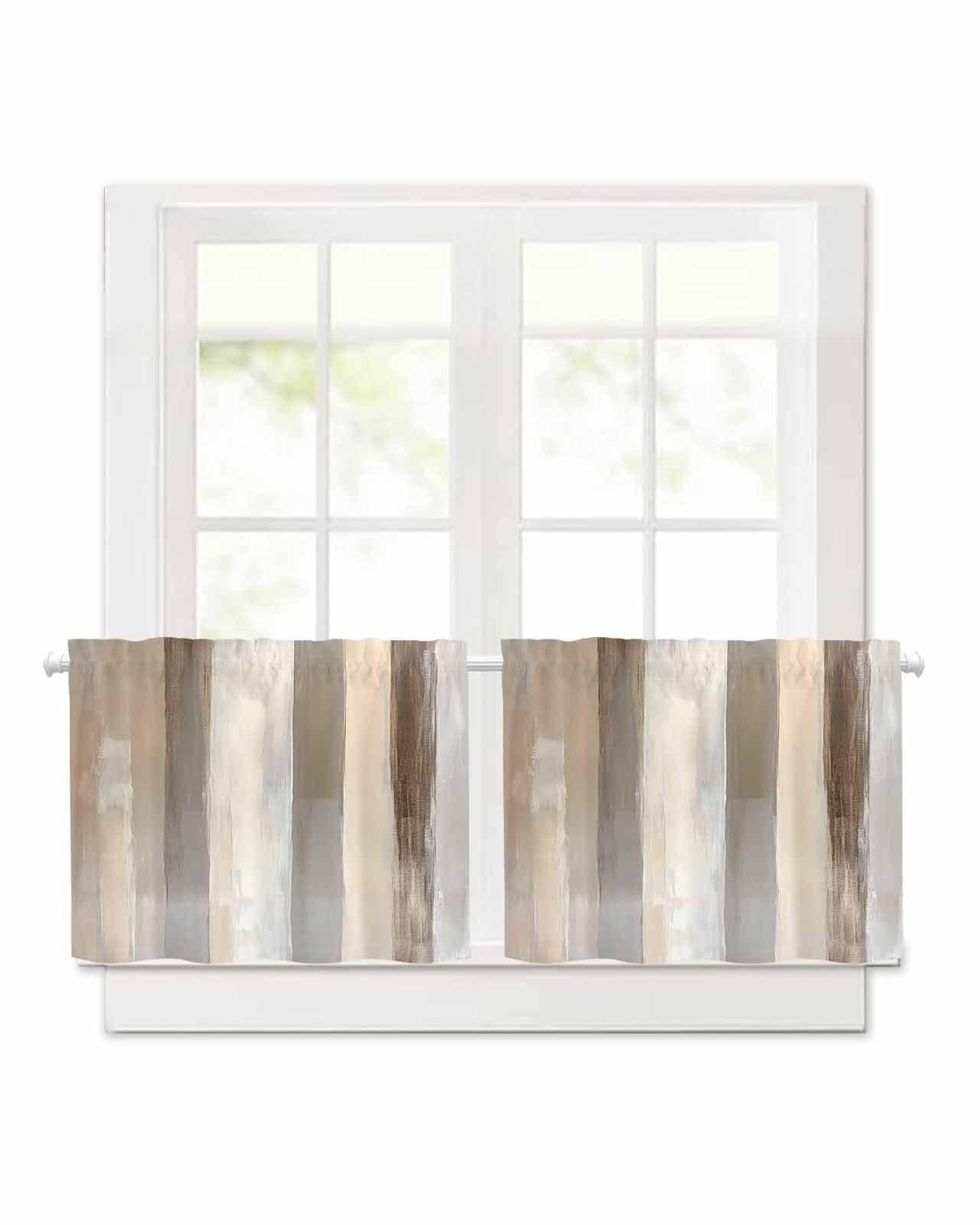 Brown Grey Short Blackout Curtains 36 Inch Long Abstract Neutral ...
