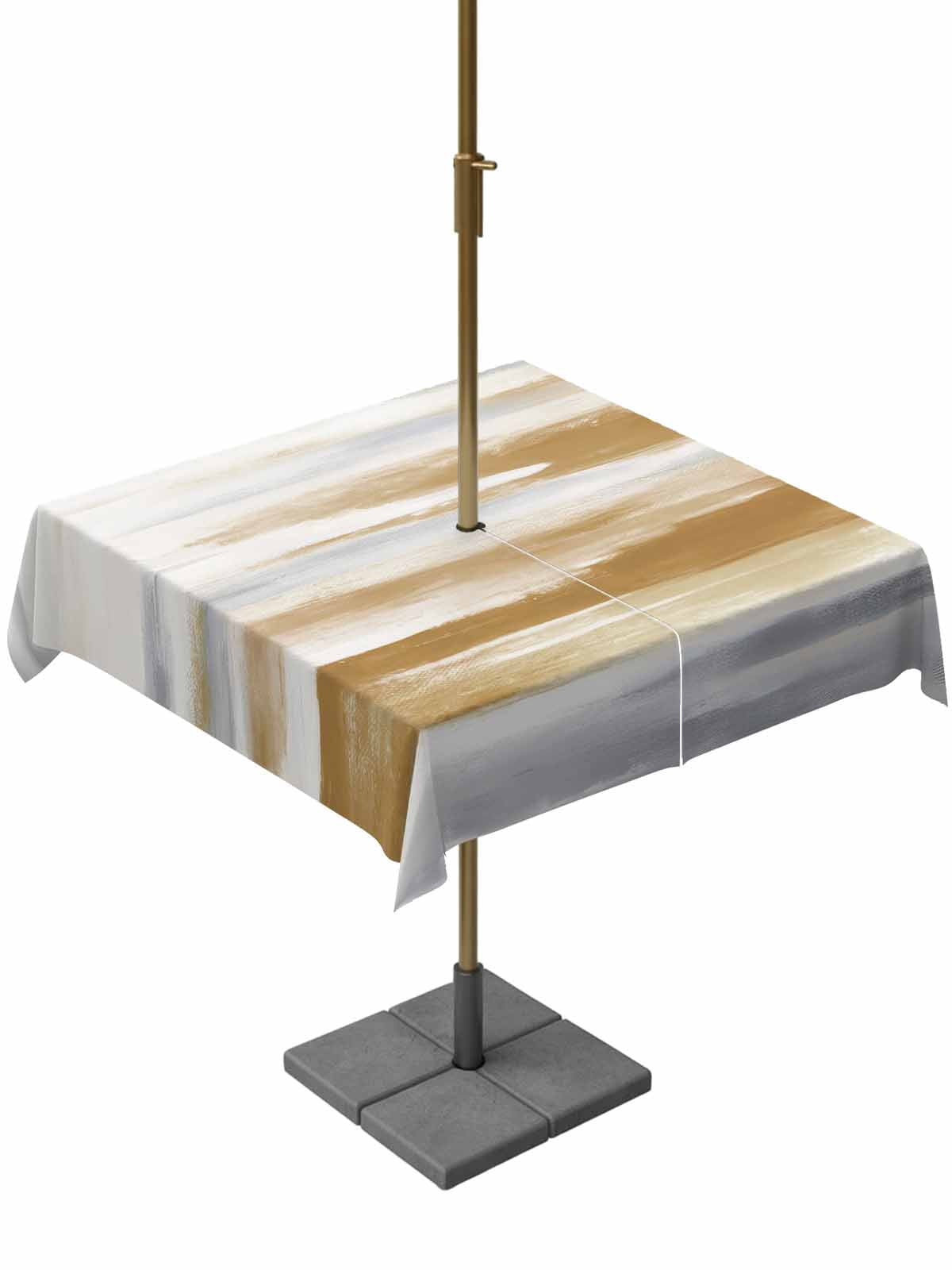Brown Grey Square Outdoor Tablecloth with Umbrella Hole Abstract ...