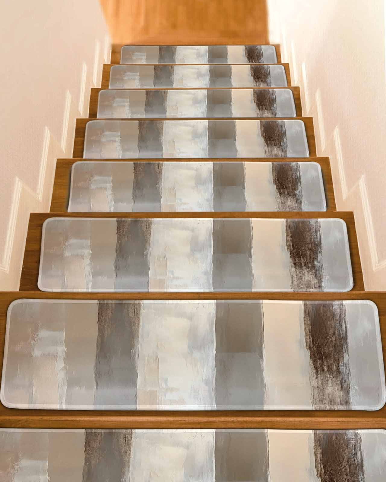 Brown Grey Stair Treads for Wooden Steps Indoor Runner Rug Carpet ...