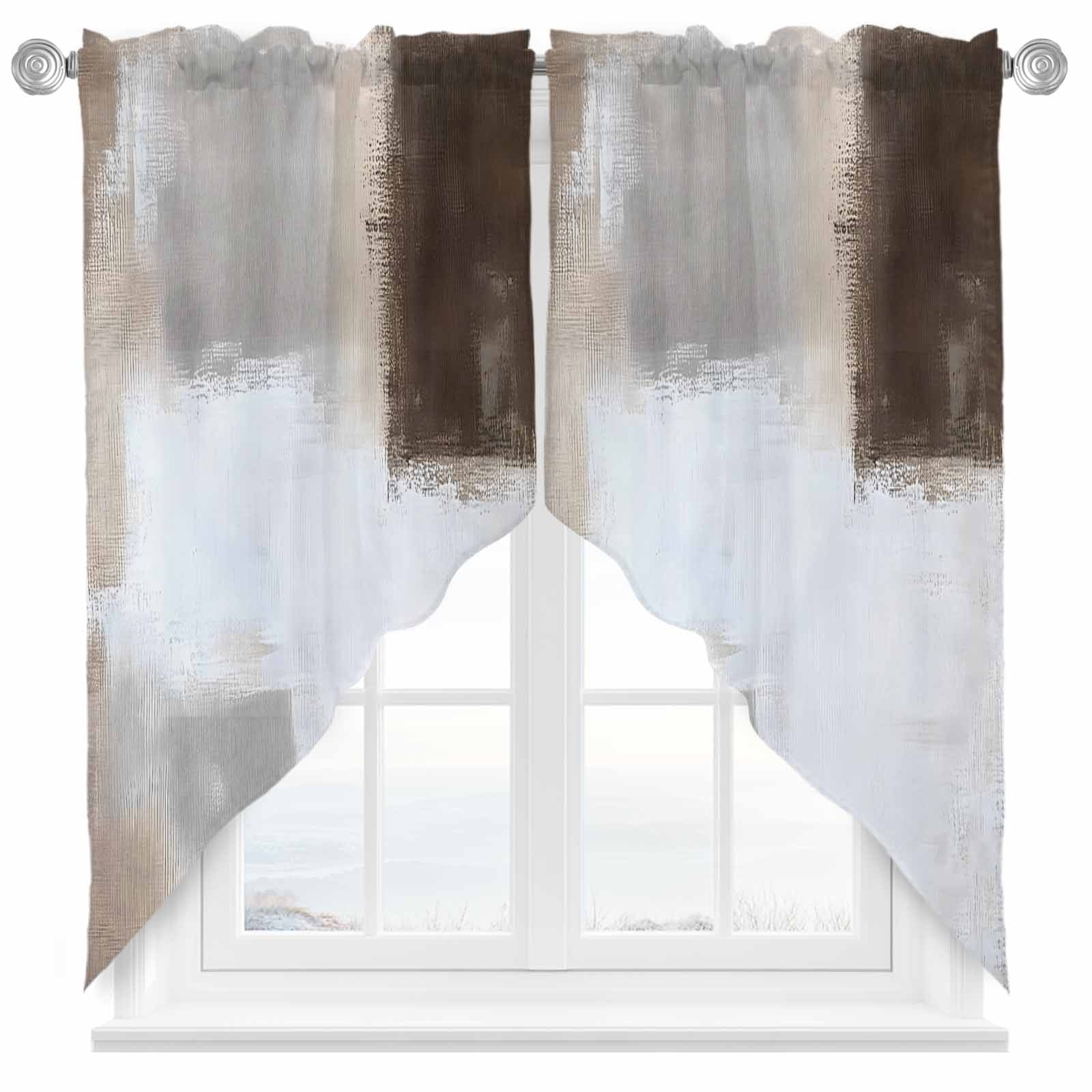 Brown Grey Swag Valances for Windows 2 Pack Graffiti Art Abstract Color ...