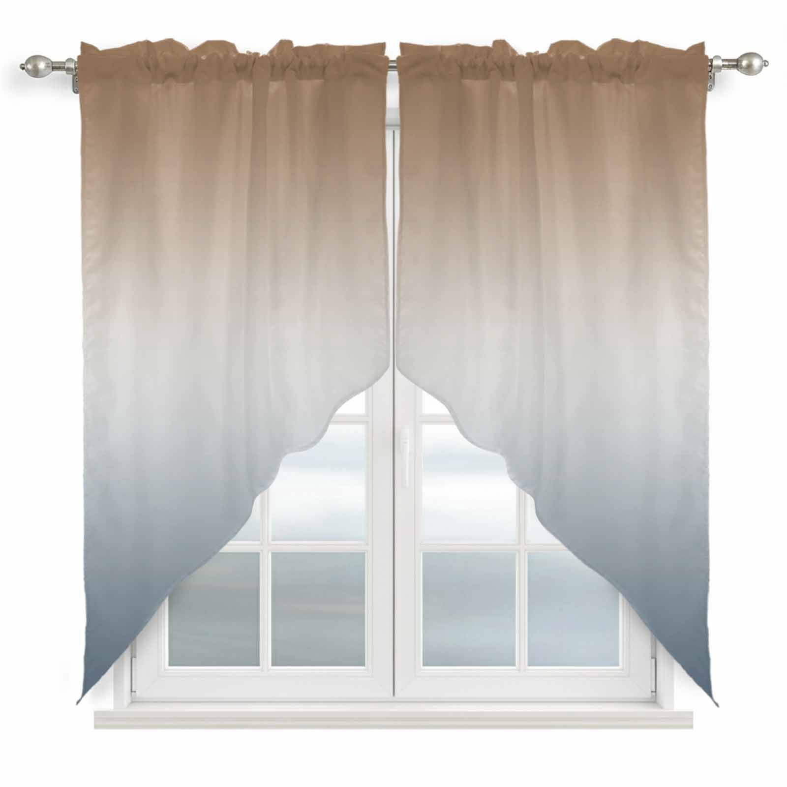 Brown Grey Swag Valances for Windows 45 inches Long, Gradient Swag ...