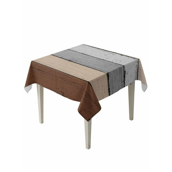 Brown Grey Table Cloth, Vintage Stripe Farmhouse Wood Grain Ombre ...