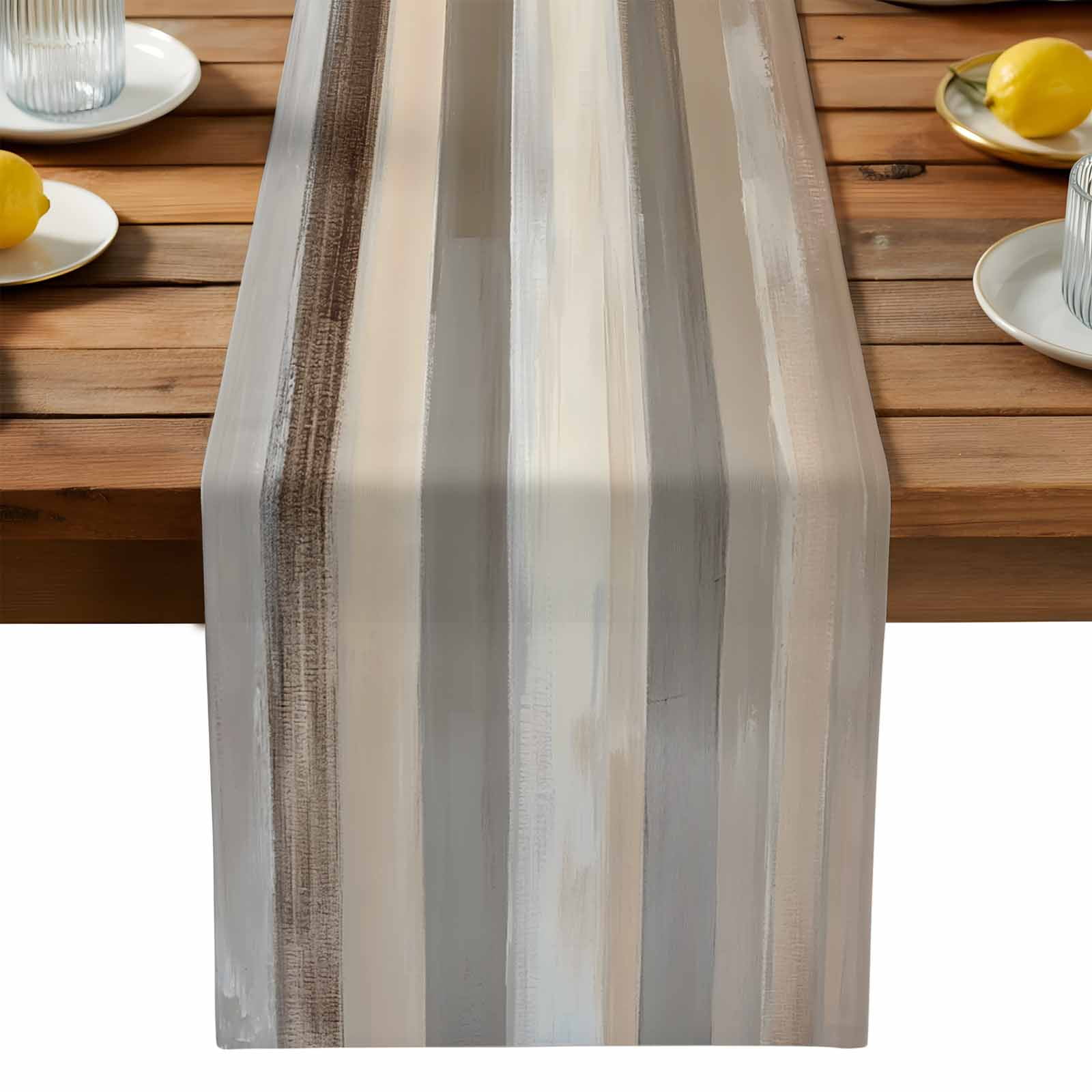 Brown Grey Table Runner, Abstract Neutral Textured Modern Minimalist ...