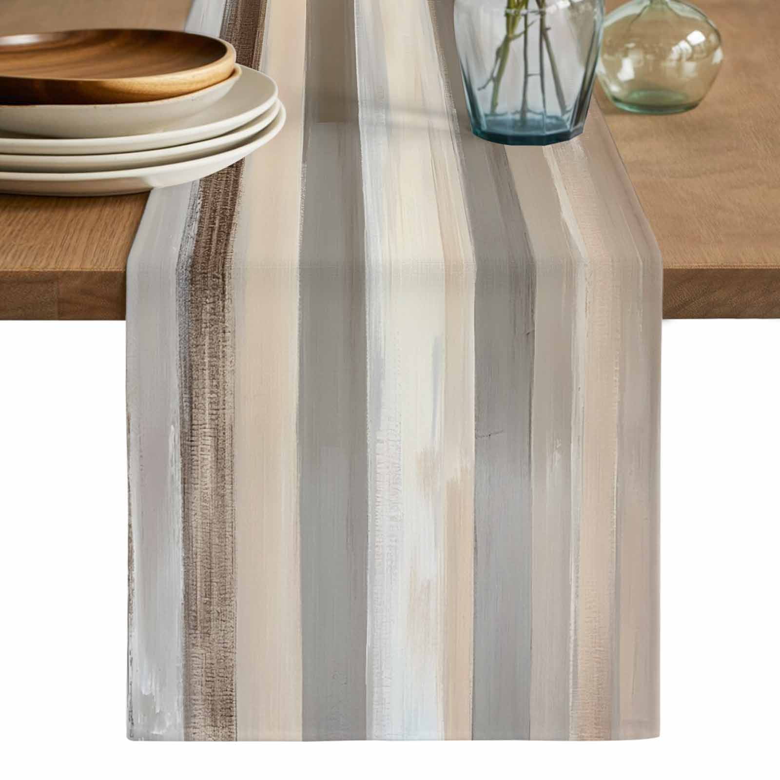 Brown Grey Table Runner, Abstract Neutral Textured Modern Minimalist ...