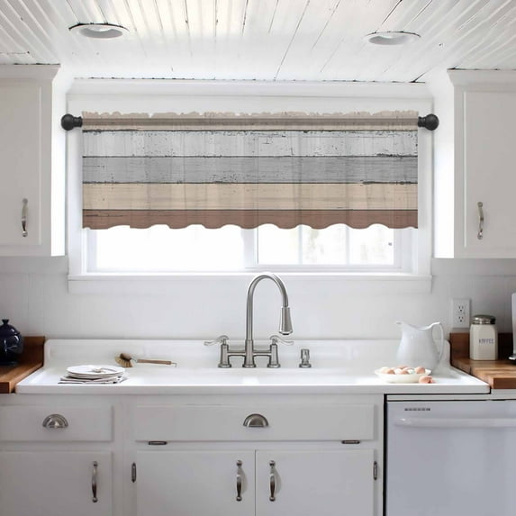 Brown Grey Valance Curtains for Kitchen/Living Room/Bathroom/Bedroom ...
