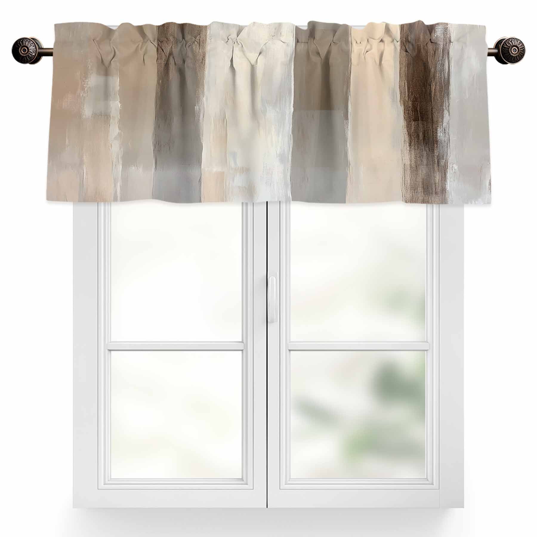 Brown Grey Valances for Windows, 42 x 12in, Abstract Neutral Textured ...