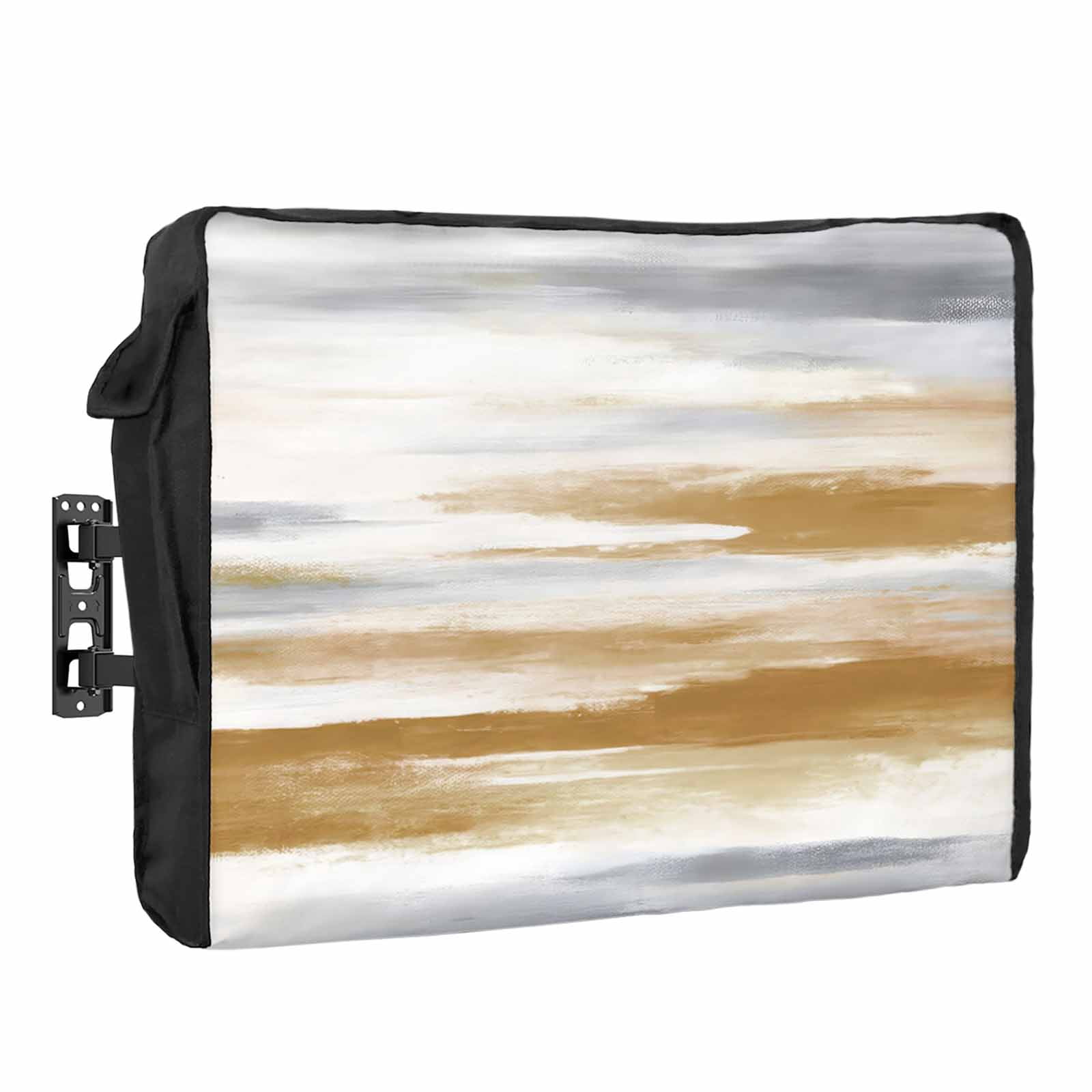 Brown Grey Waterproof Outdoor TV Cover, Abstract Vintage Ombre Mottled ...