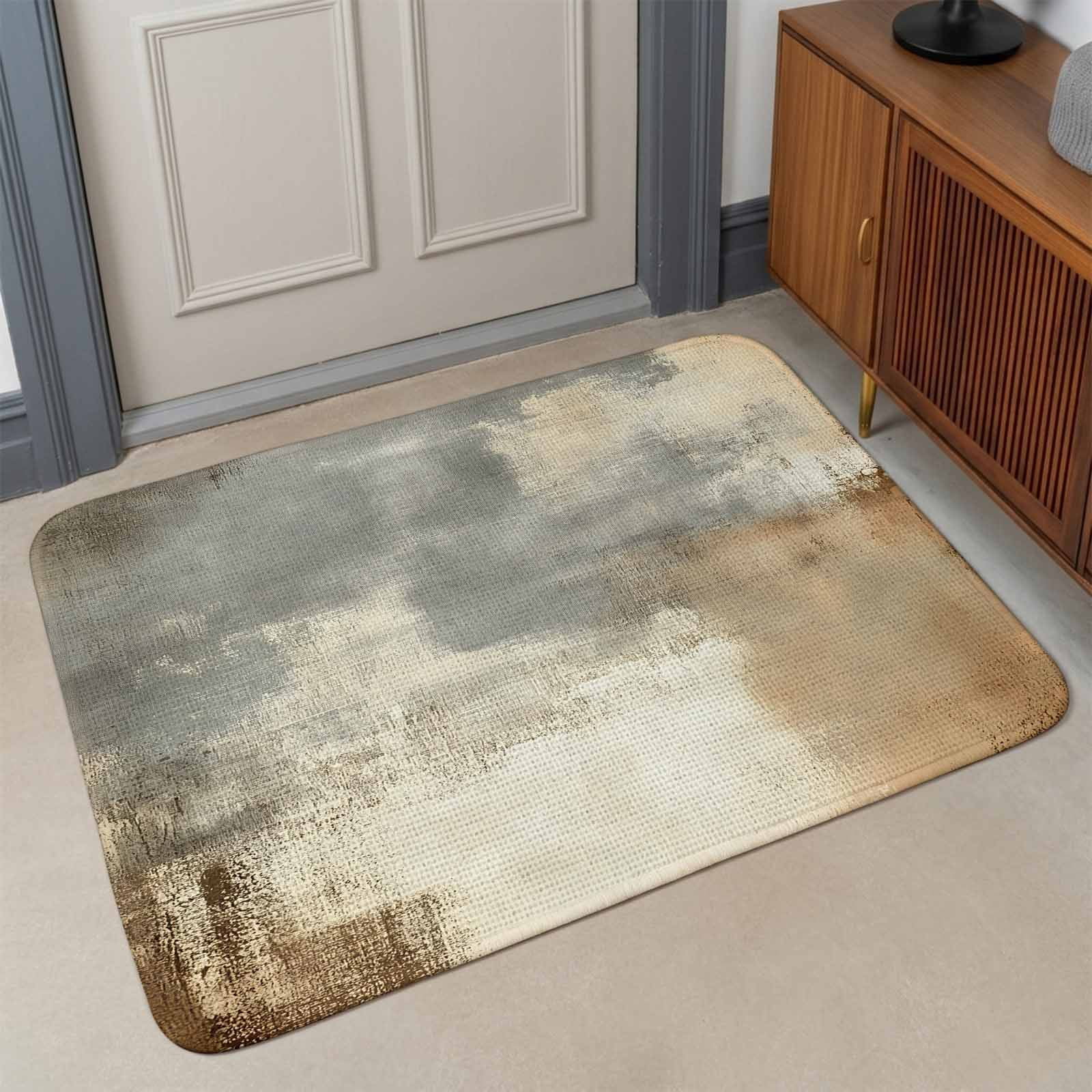 Brown Grey White Front Door Mat Indoor Entrance, Abstract Art Modern ...