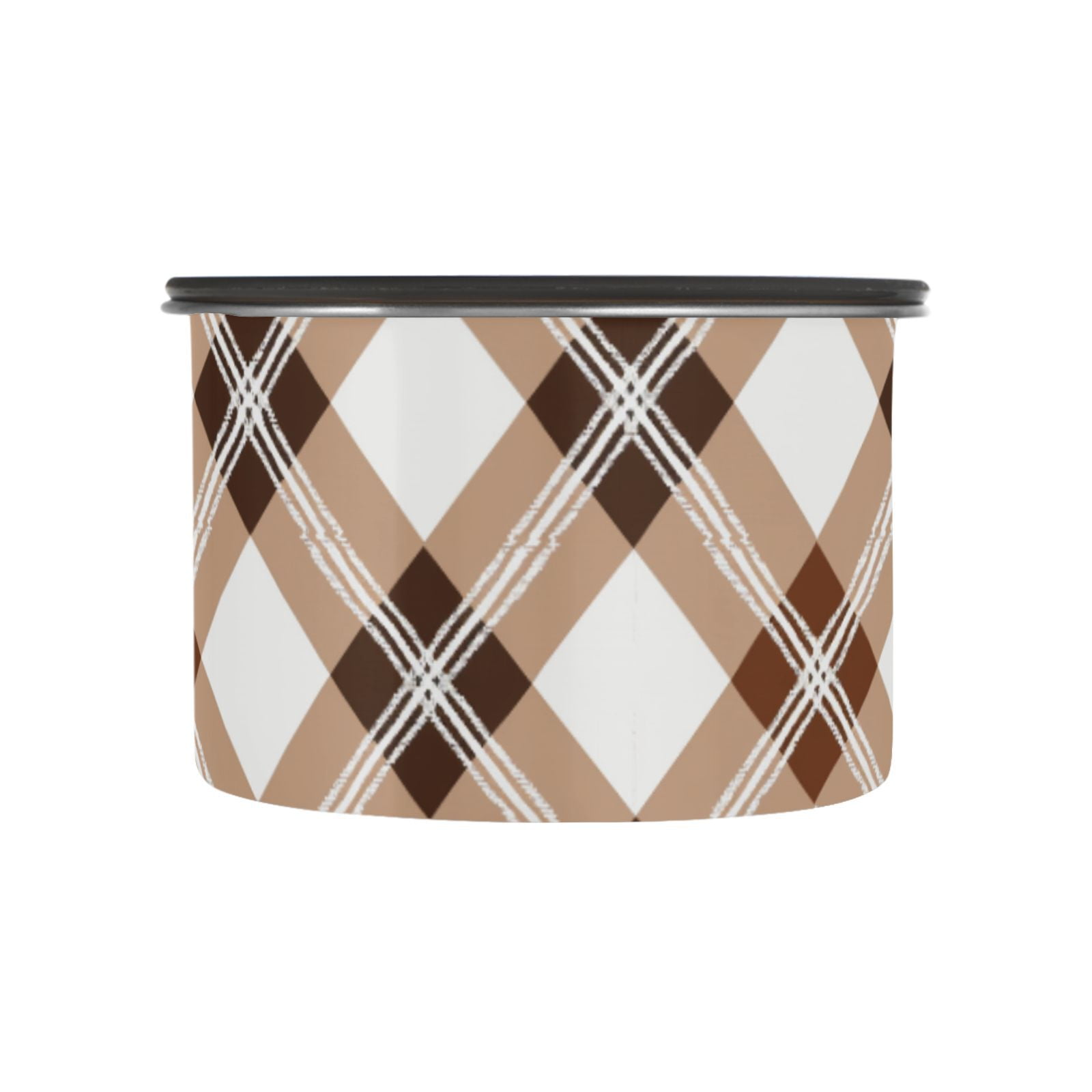 Brown Grid Checkered Airtight Coffee Bean Canister 17oz Food Storage ...