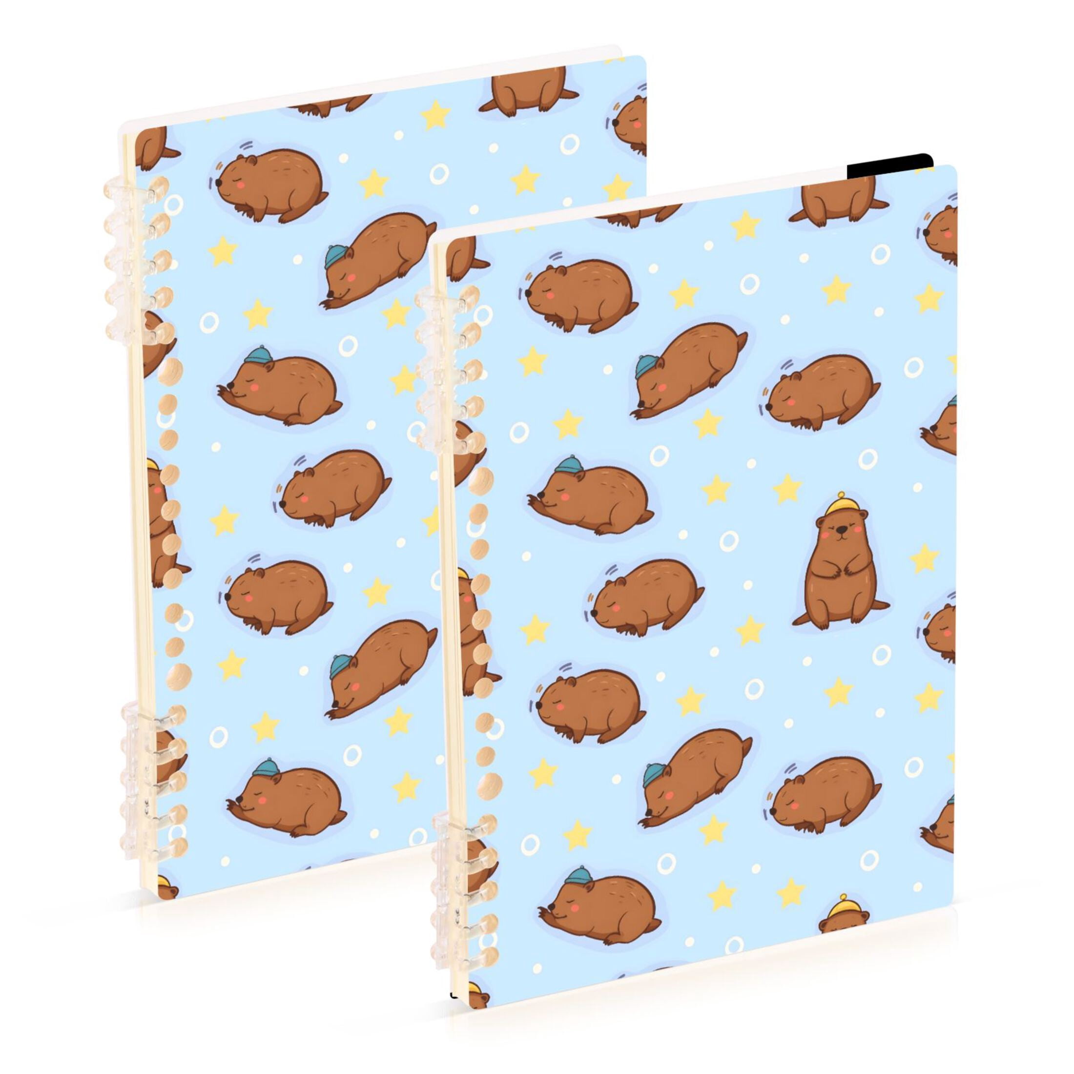 Brown Groundhog Pattern A5 Notebook Set of 2 Refillable 60 Sheets ...