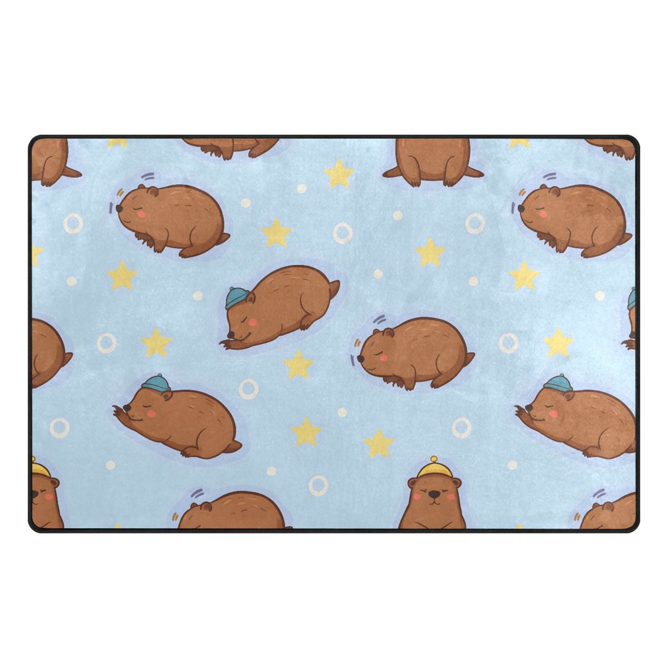 Brown Groundhog Pattern Memory Foam Area Rug 31"x20" Non Slip ...