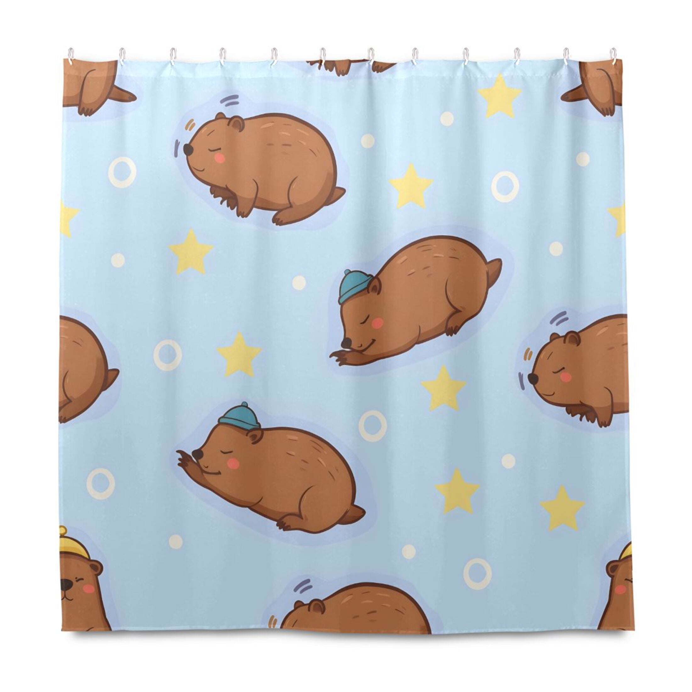 Brown Groundhog Pattern Shower Curtain Liners Waterproof 72 Inch with C ...