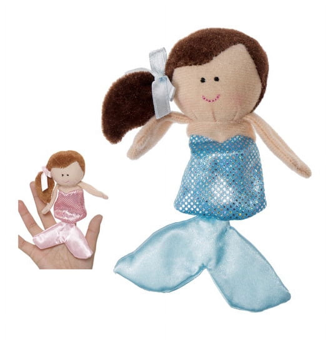 Brown Haired Mermaid With Light Blue Dress Finger Puppet - By Ganz ...