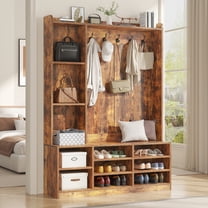 Fnova 70.87" Hall Tree with Storage Bench, 4-in-1 Design Bench with ...
