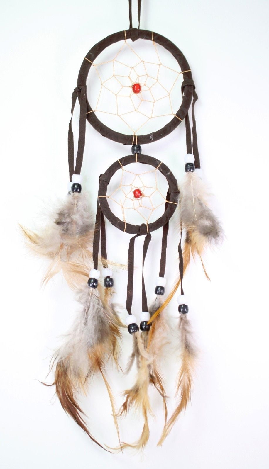 Smiling JuJu Brown Handmade Dream Catcher with Feathers Wall Decor ...