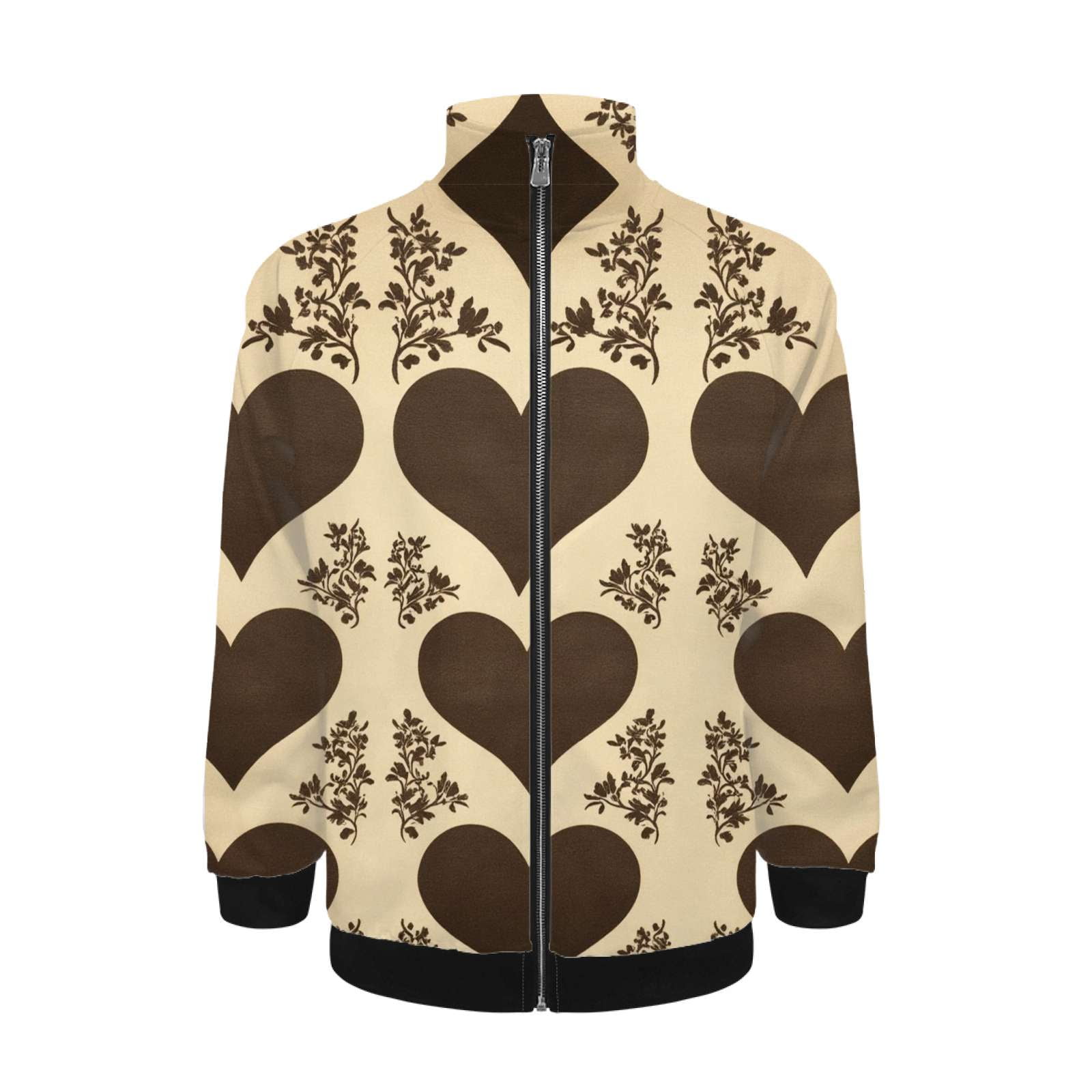 Brown Heart Pattern Wallpaper Jacket Men's Street Cool Long Sleeves ...