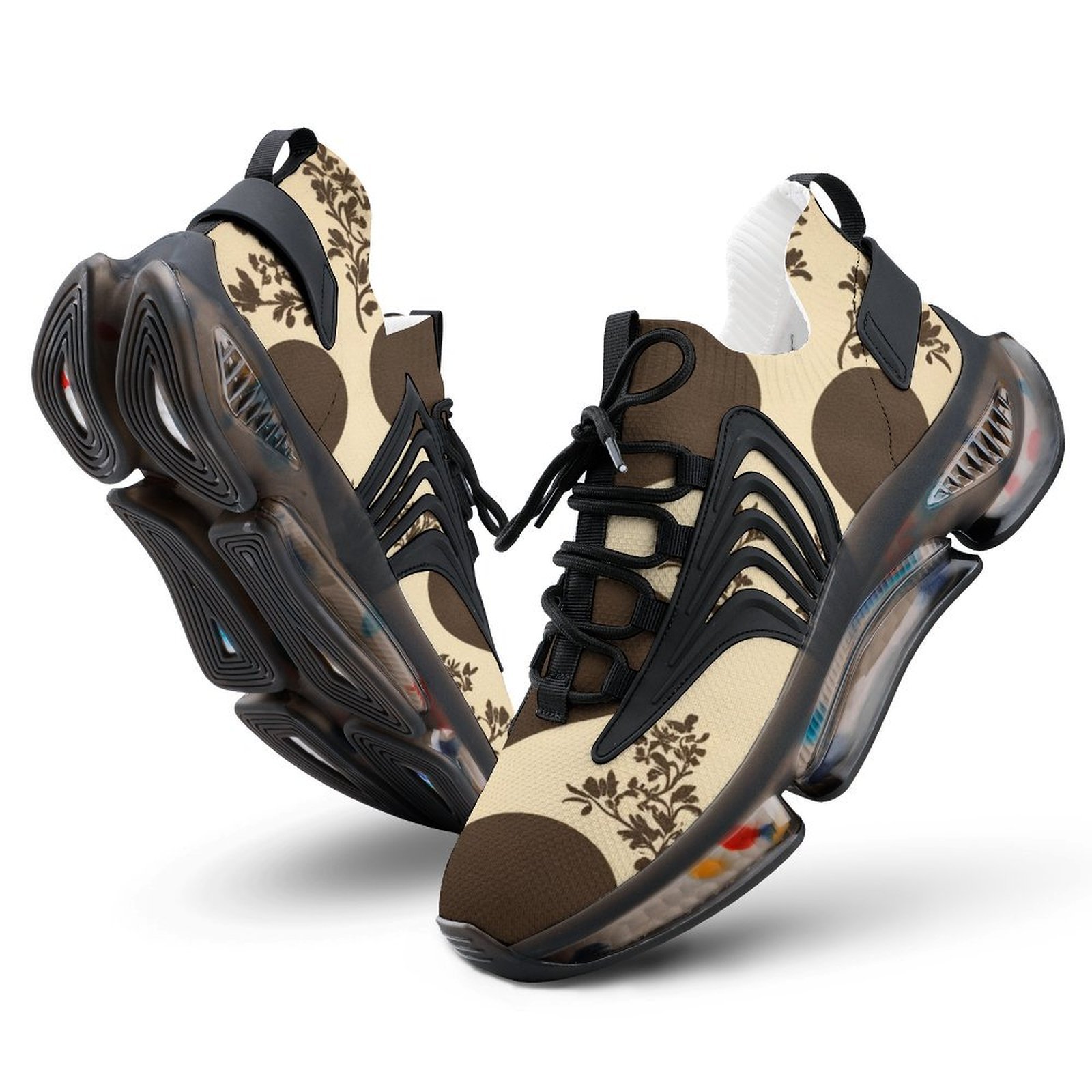 Brown Heart Pattern Wallpaper Walking Shoes for Men Woman Lightweight ...