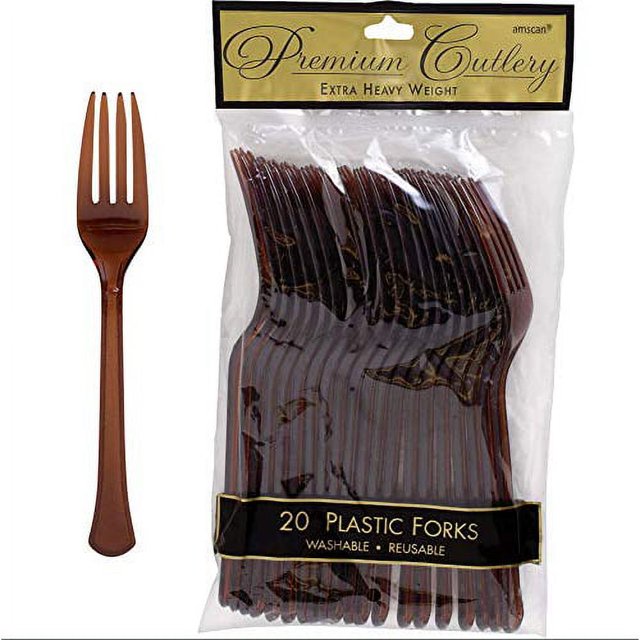 Brown Heavy Weight Forks Pack of 20 - Walmart.com